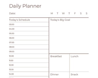 Daily Planner, Simple Minimalist, Printable - Etsy