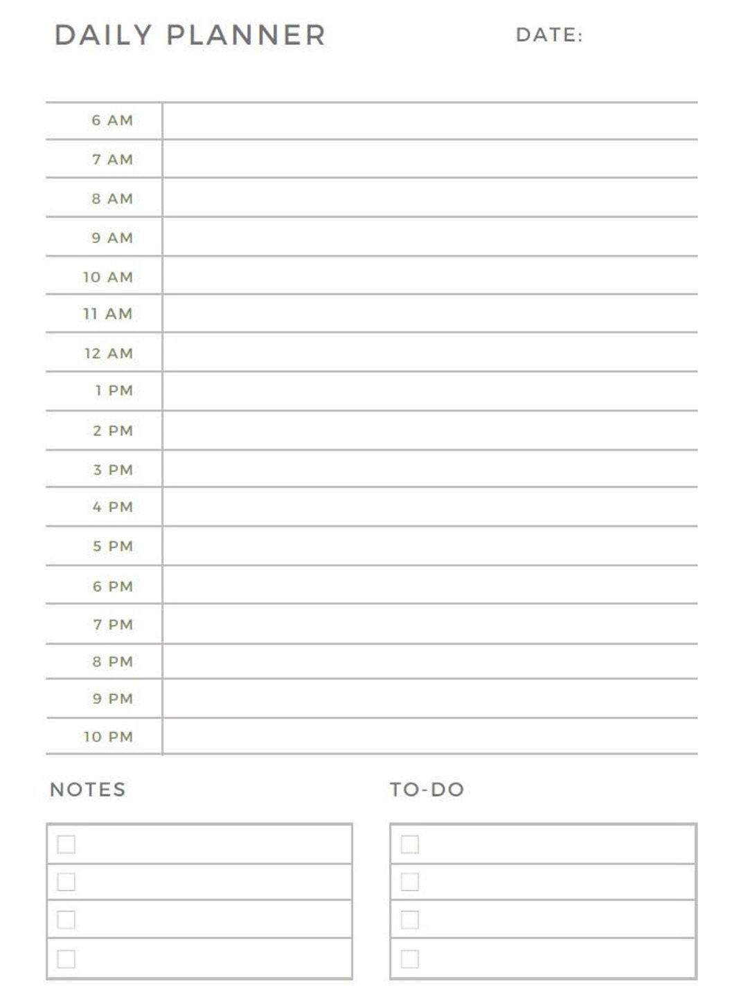 Daily Planner, Simple Minimalist, Printable - Etsy