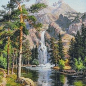 Waterfall Cross Stitch Pattern Landscape Instant Download - Etsy