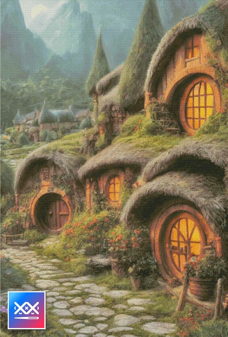 Hobbiton Cross Stitch Pattern, LOTR Instant Download PDF, Counted Cross ...