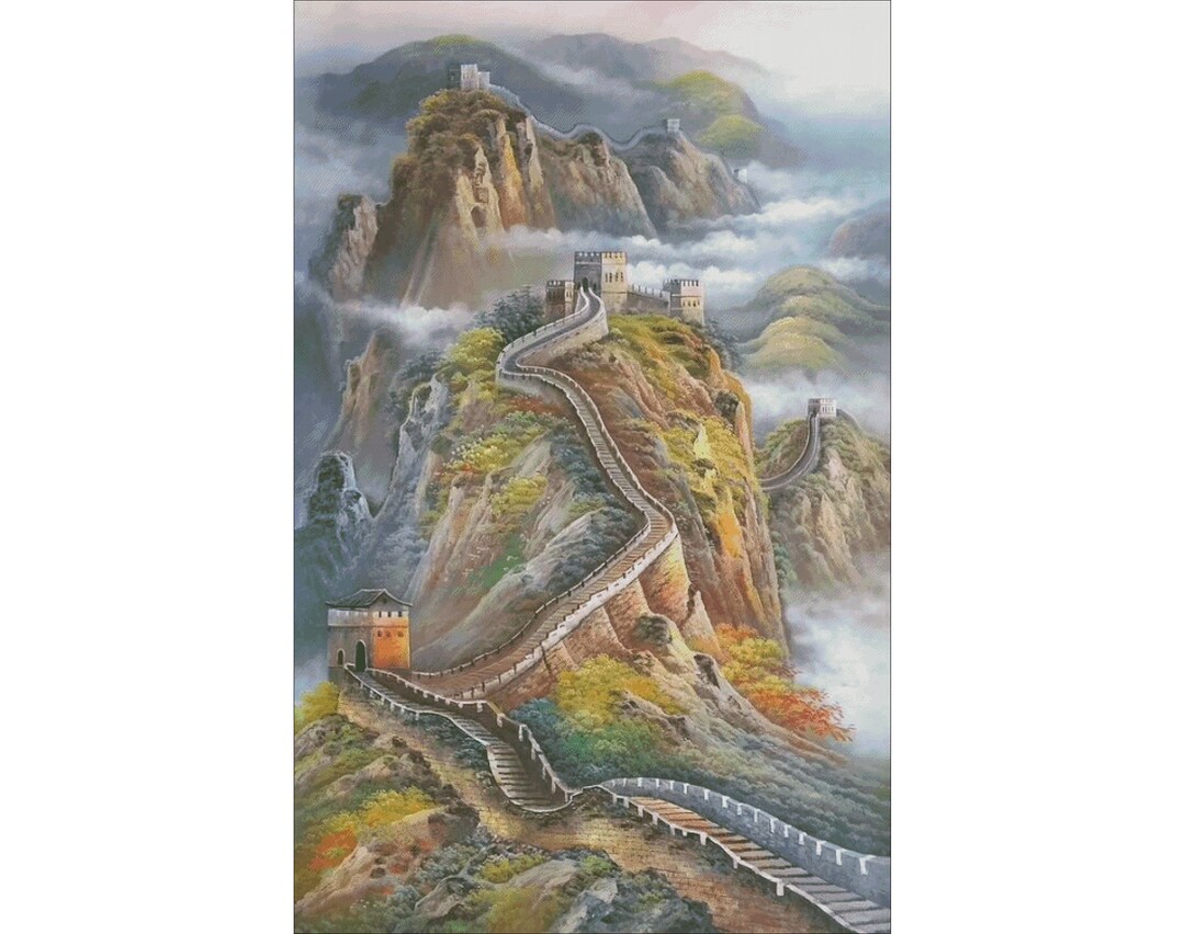 Great Wall of China Cross Stitch Pattern, Landscape Instant Download ...
