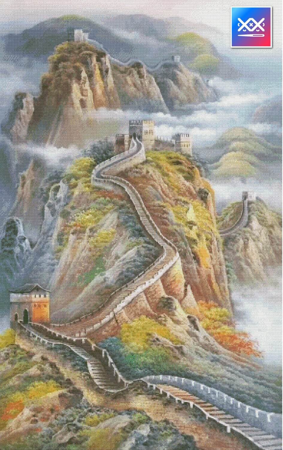Great Wall of China Cross Stitch Pattern, Landscape Instant Download ...