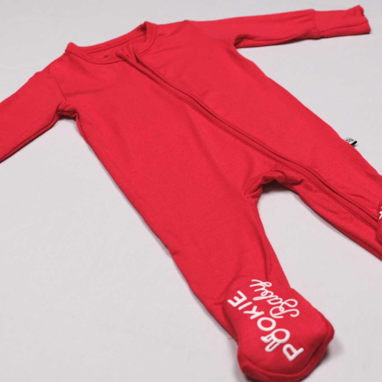 Red Bamboo Viscose Pookie Jamas Zipper Footies - Etsy