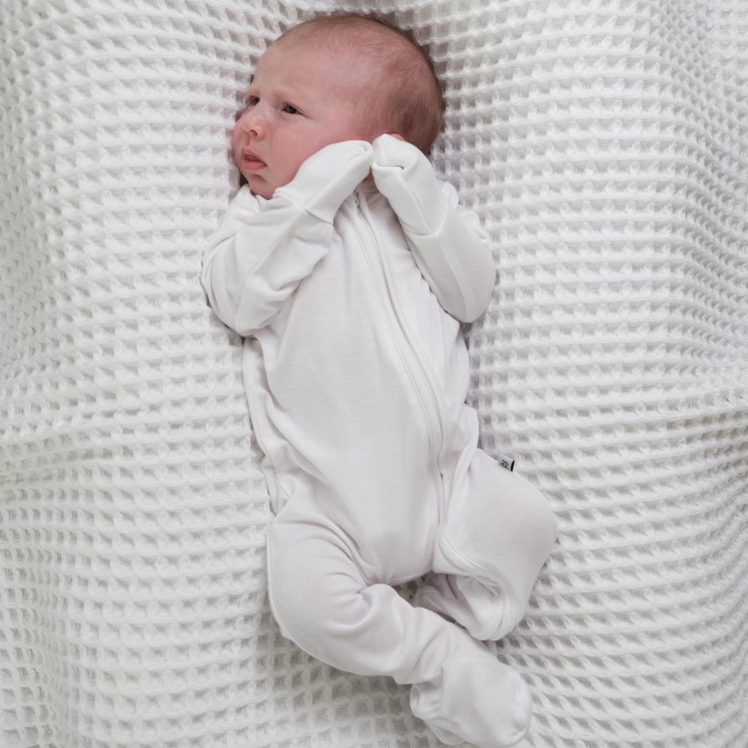 White Bamboo Viscose Pookie Jamas Zipper Footies - Etsy