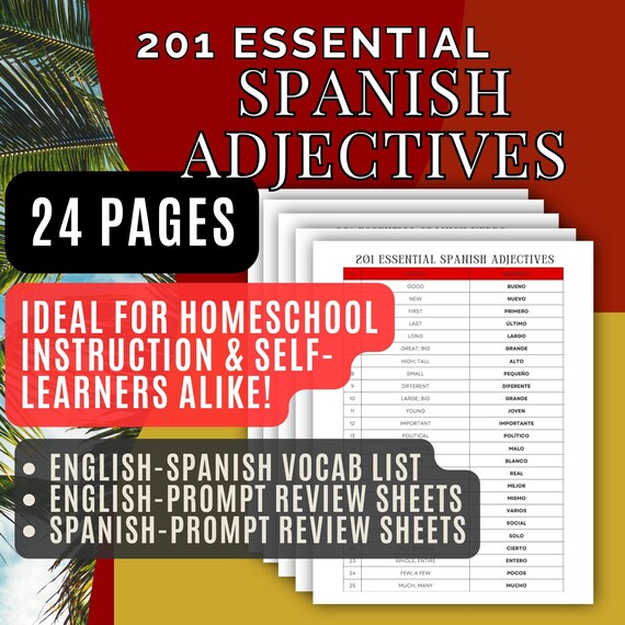 Spanish 1 Review Worksheets