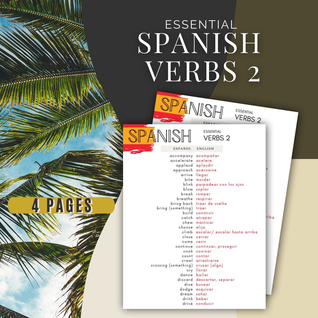 Learn Spanish - Essential Verbs 2,high Frequency Vocabulary List ...