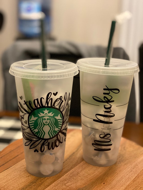 Teachers Fuel Starbucks Cup Plastic Cup With Straw Cold - Etsy