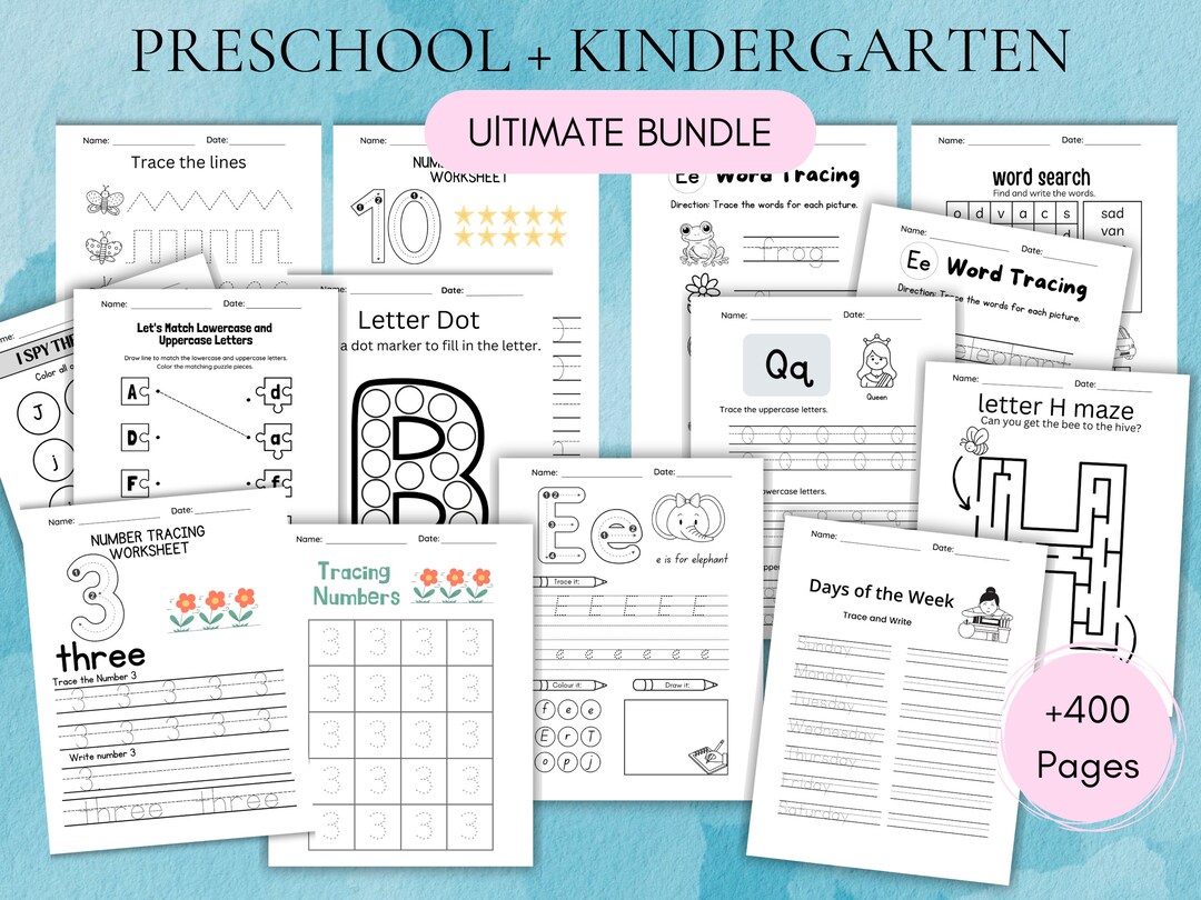 Preschool Pre-k + Kindergarten Learning Bundle | +400-pages | Printable ...