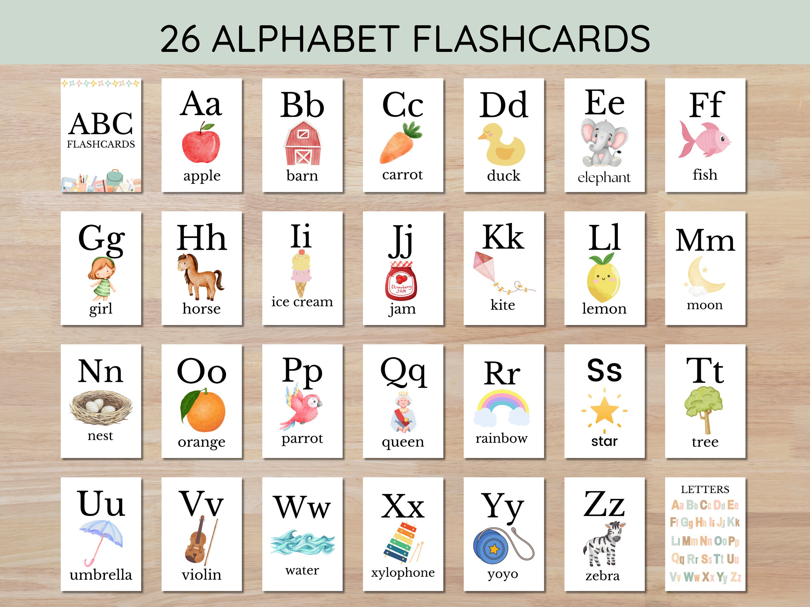 Alphabet Flashcards | Toddler Preschool Kindergarten | Montessori ...