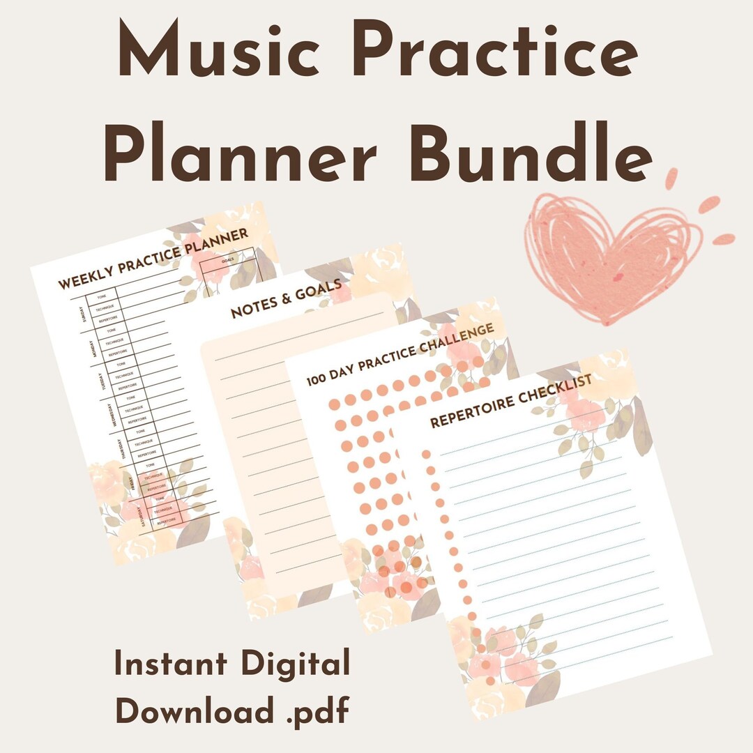 Music Practice Planner Bundle Practice Journal Pages - Etsy