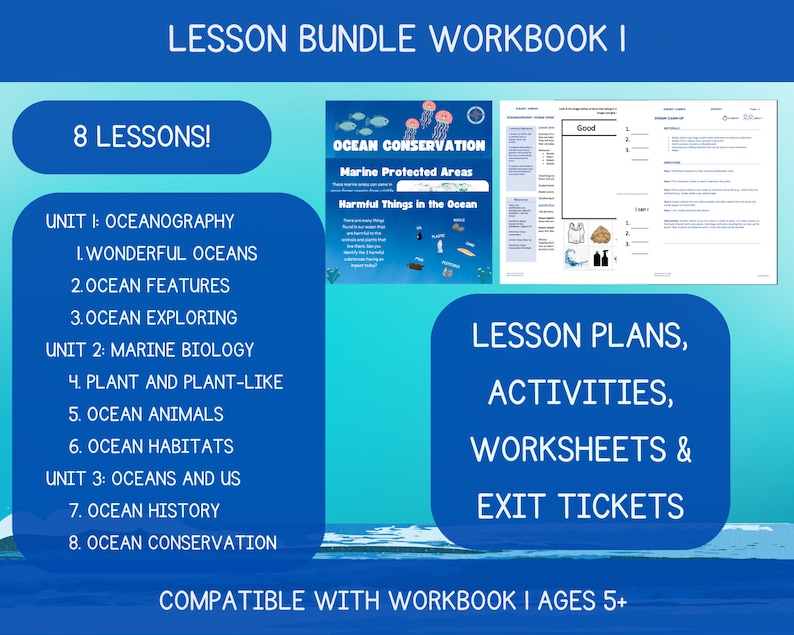8 Ocean Lessons for Kids (complete Set for Ages 5+): Marine Biology ...