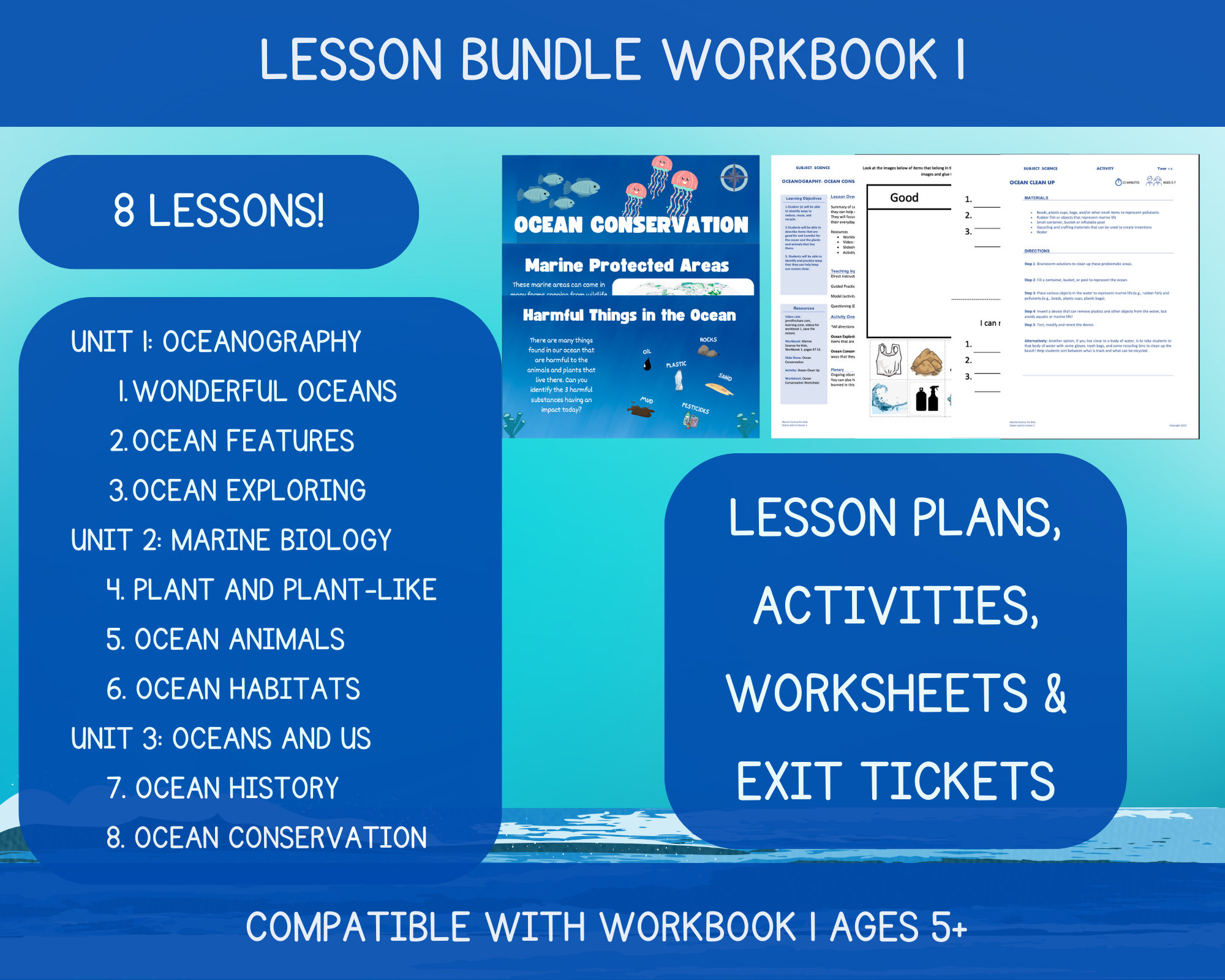 8 Ocean Lessons for Kids (complete Set for Ages 5+): Marine Biology ...