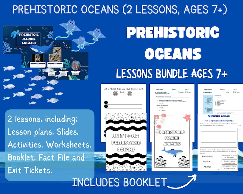 Prehistoric Oceans: 2 Lessons for Kids ages 7 Includes Booklet and Fact ...
