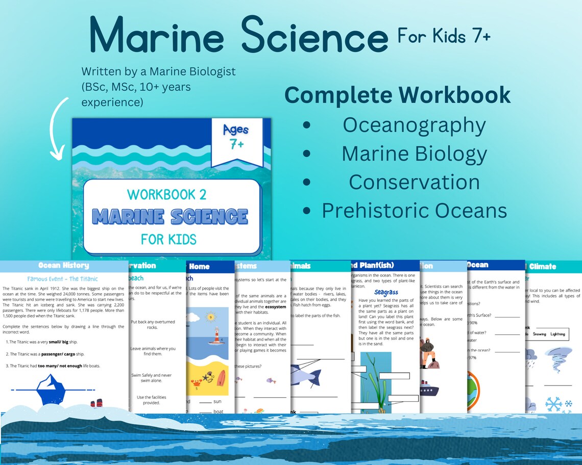 Marine Science Workbook for Kids (ages 7+) - Oceanography, Biology ...