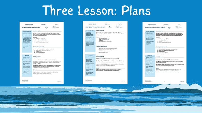 Oceanography: 3 Lessons (one Big Ocean, Climate and Weather, Ocean ...