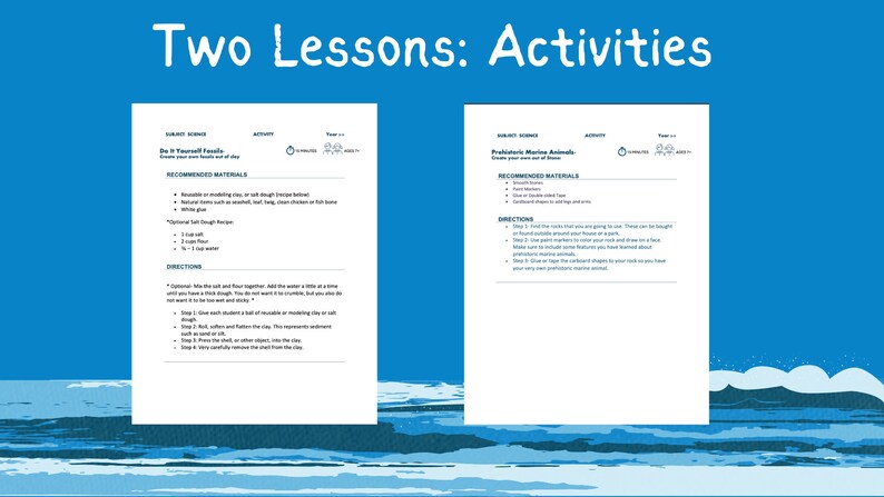 Prehistoric Oceans: 2 Lessons for Kids (ages 7+) Includes Booklet and ...