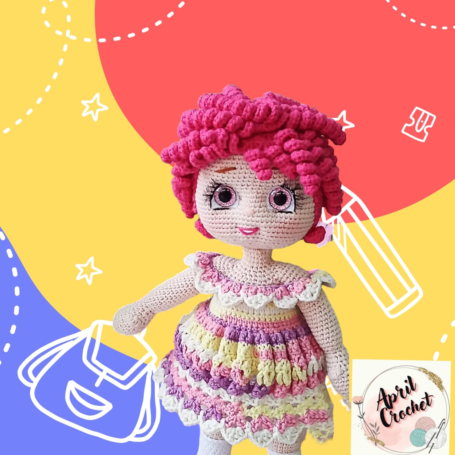 Pinky the Amigurumi Crochet Doll English PDF Pattern. 30 Cm Tall. the ...