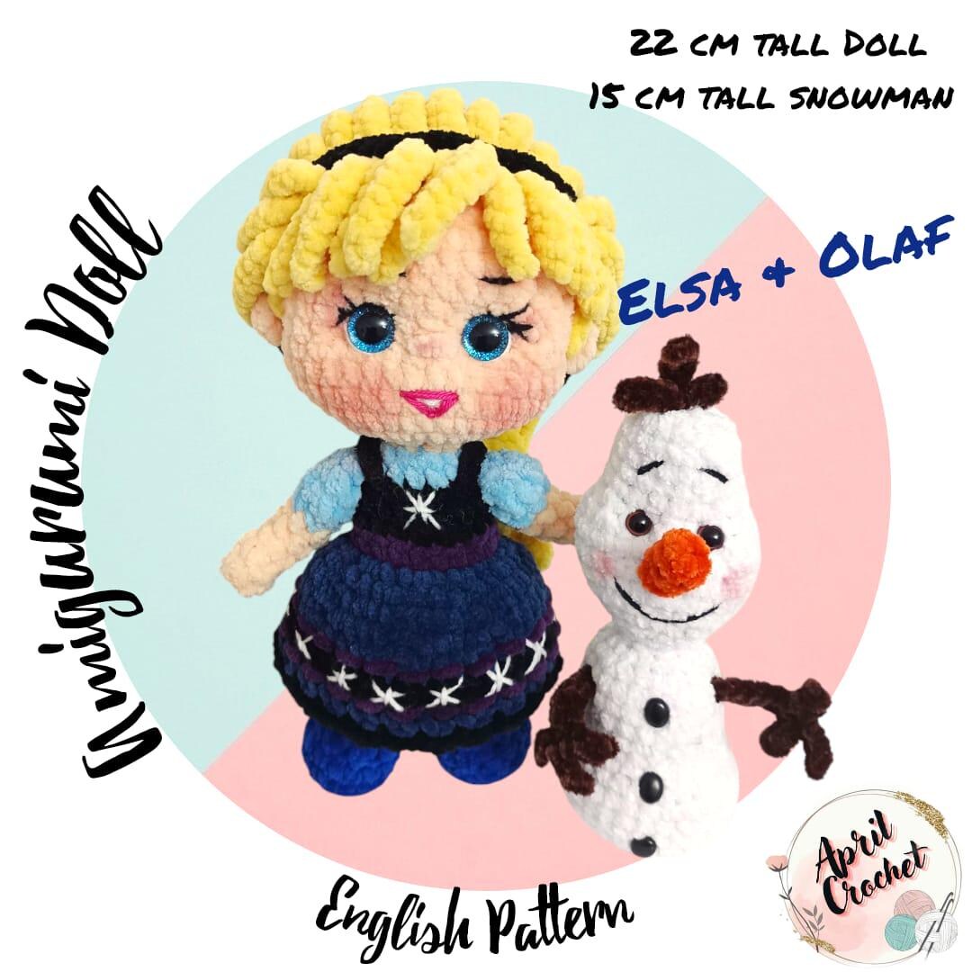 Elsa and Olaf Amigurumi Crochet Patterns. With Velvet Yarn. Frozen Toys ...