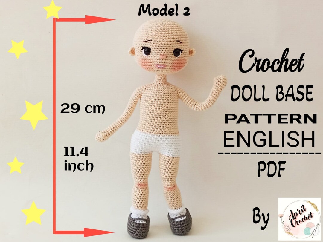 29 Cm Tall Amigurumi Crochet Doll Base English Pattern for - Etsy