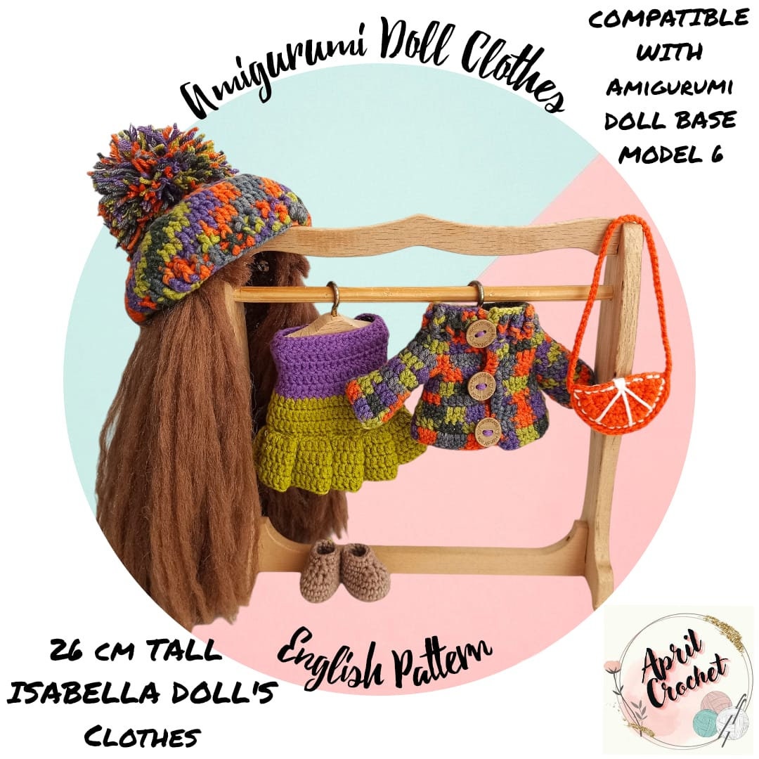 Amigurumi Crocheted 26 Cm Tall Isabella Doll's Winter Clothes Pattern ...