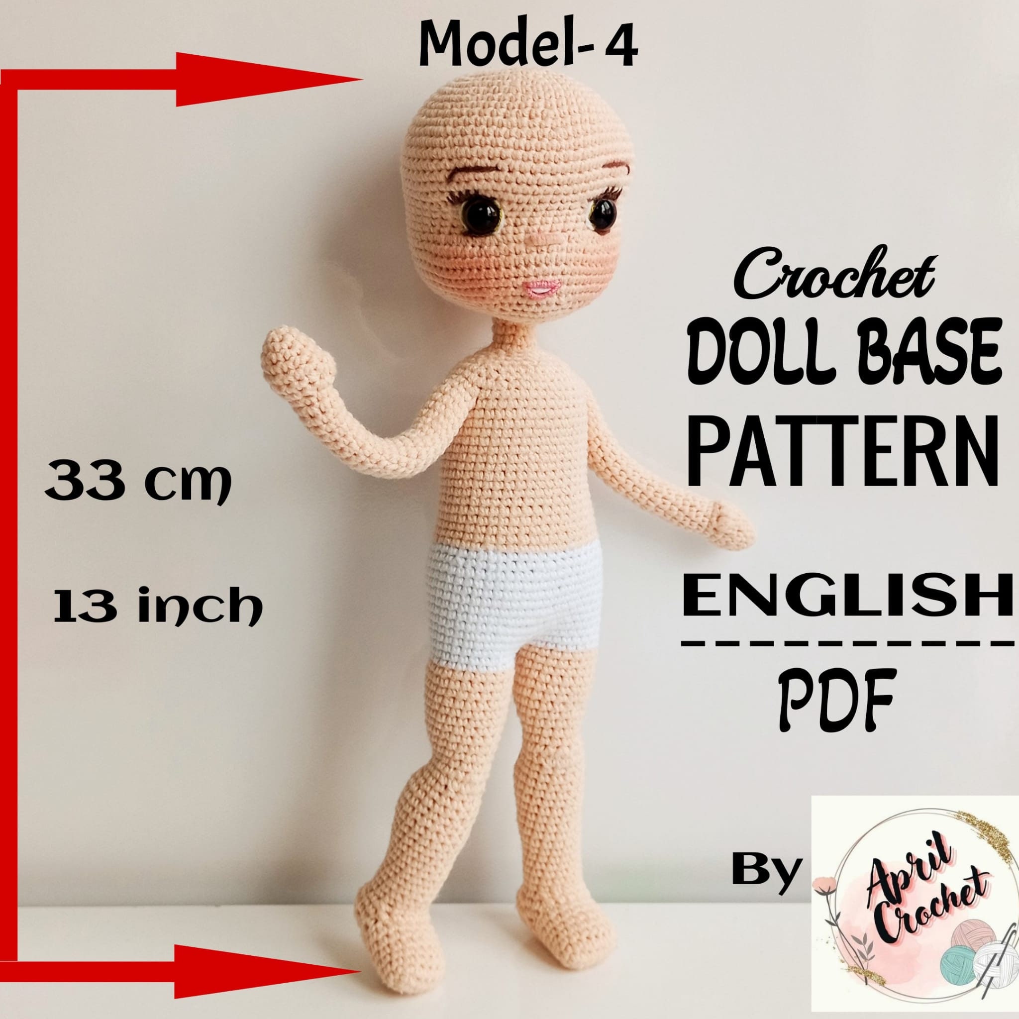 33 Cm Tall Amigurumi Crochet Doll Base English Pattern for - Etsy