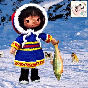 Amigurumi Crocheted 23 Cm Tall Inuit Doll Uki's Clothes Pattern for ...