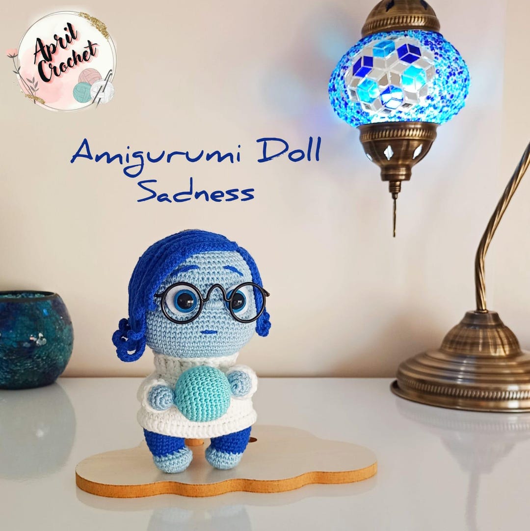 Sadness Amigurumi Crochet Toy for Lovers of 'inside Out 2'. 15 Cm Tall ...