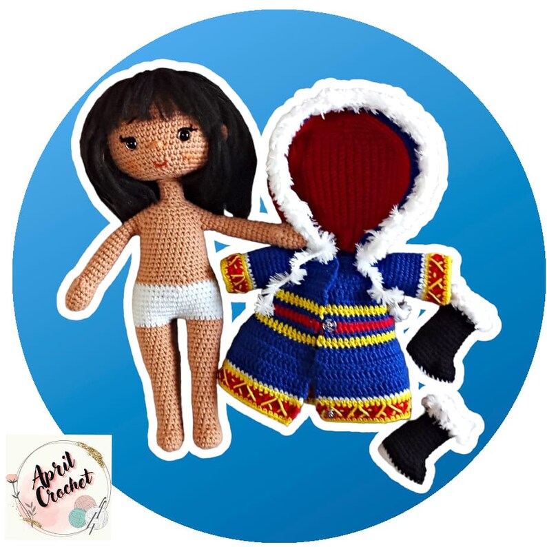 Amigurumi Crocheted 23 Cm Tall Inuit Doll Uki's Clothes Pattern for ...