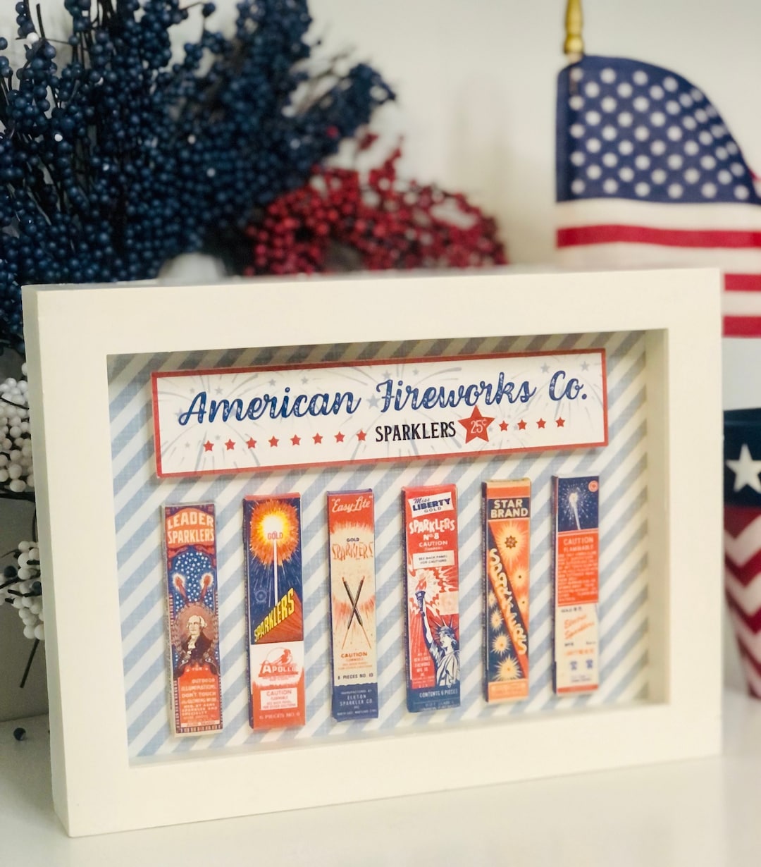 Handmade Patriotic 5x7 3D Shadow Box, 4th of July Home Decor, Vintage ...