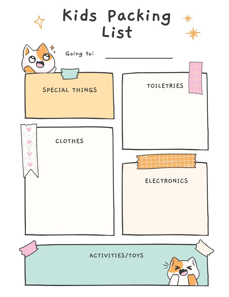 Kids Packing List - Etsy