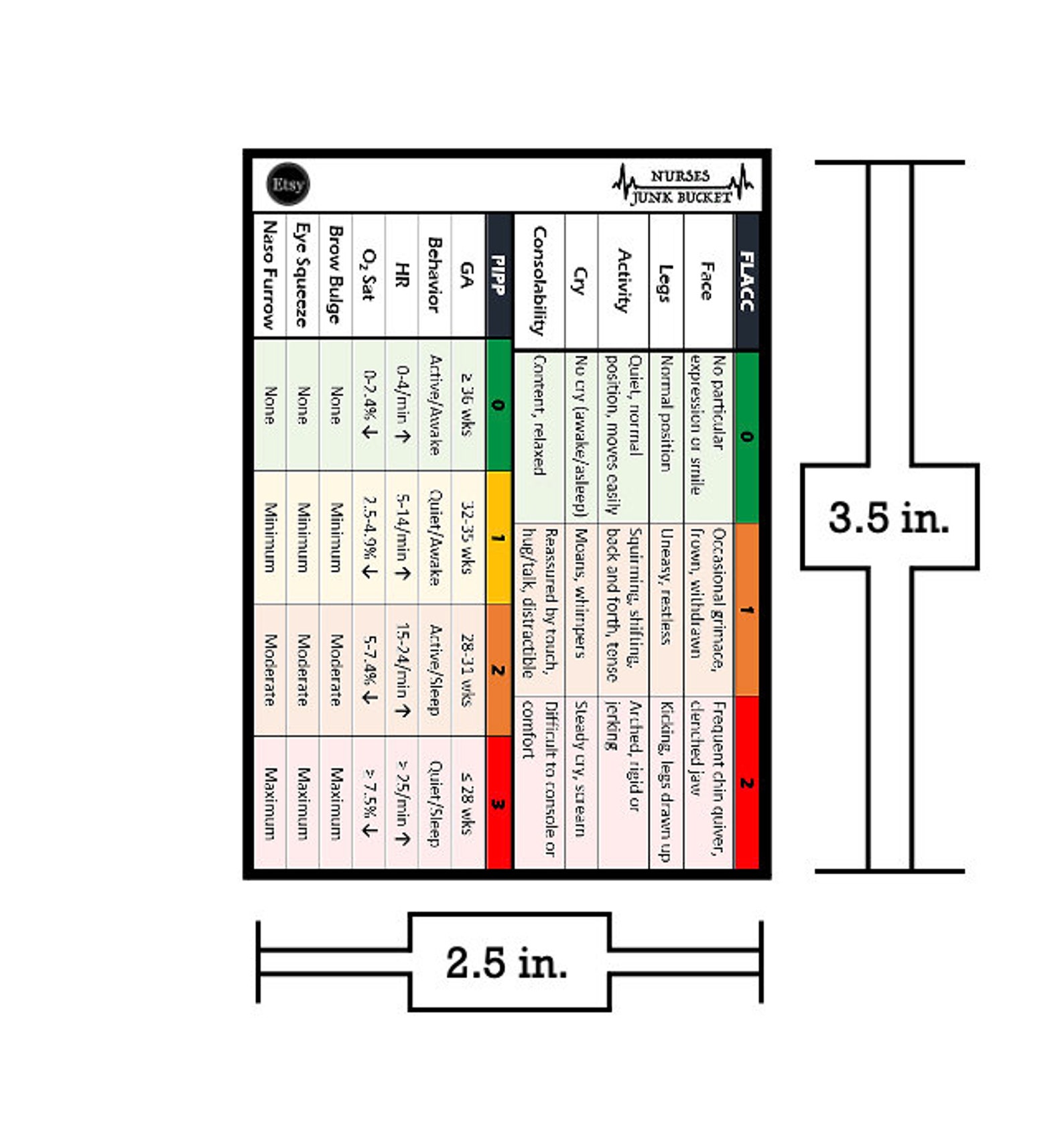 Badge Buddy Pain Scale: FLACC, PIPP, & NPASS - Etsy