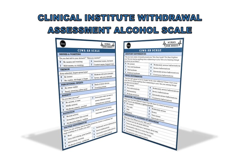 Clinical Institute Withdrawal Assessment for Alcohol CIWA-AR - Etsy