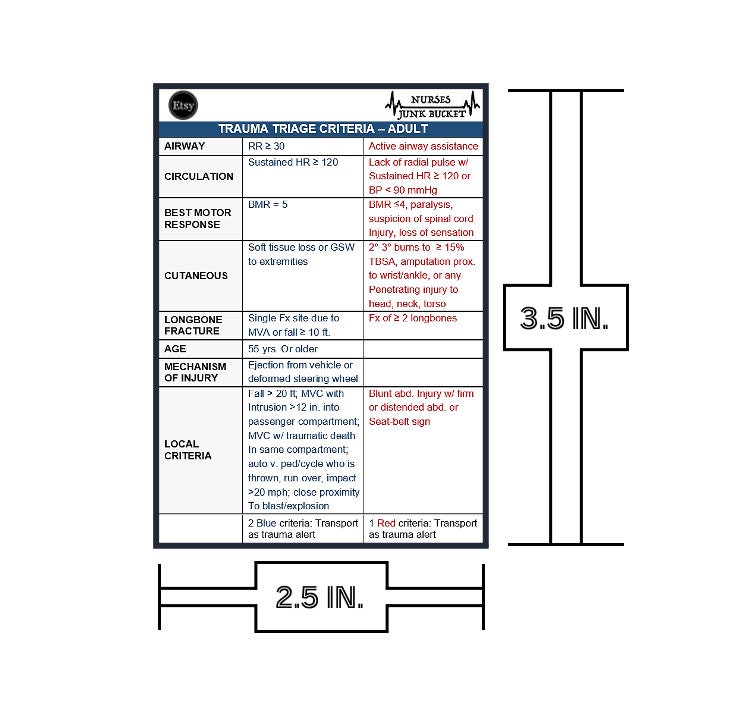 Badge Buddy Trauma Triage Criteria florida - Etsy