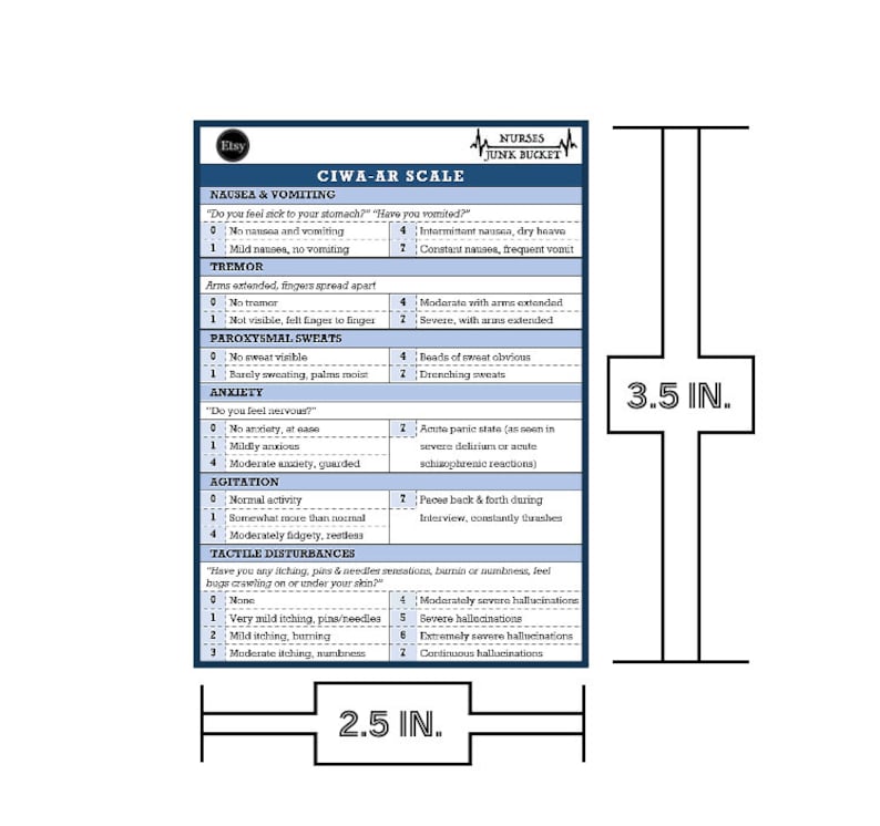 Clinical Institute Withdrawal Assessment for Alcohol CIWA-AR - Etsy