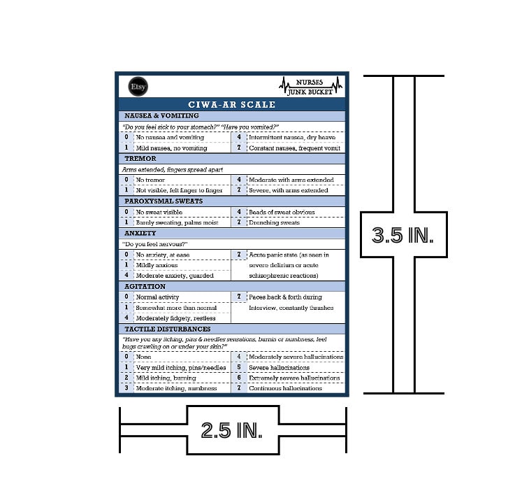 Clinical Institute Withdrawal Assessment for Alcohol CIWA-AR - Etsy
