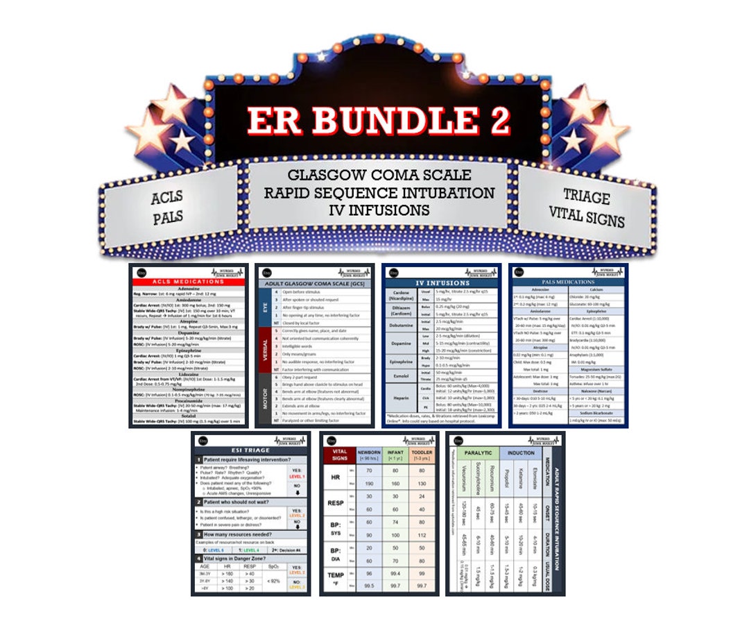 Badge Buddy ER Bundle 2: Acls Pals Triage Vital Signs Rsi Iv Gcs - Etsy