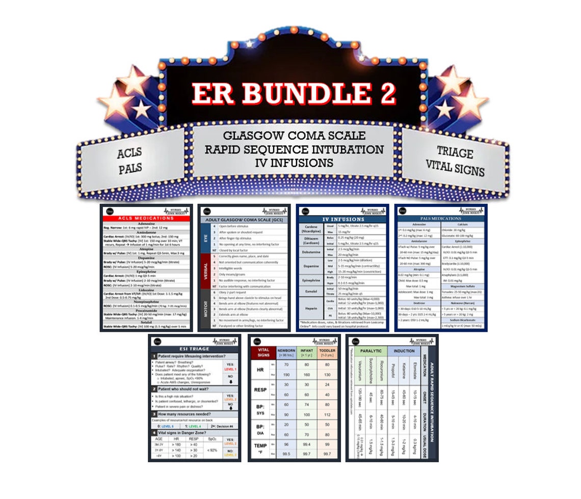 Badge Buddy ER Bundle 2: Acls Pals Triage Vital Signs Rsi Iv Gcs - Etsy