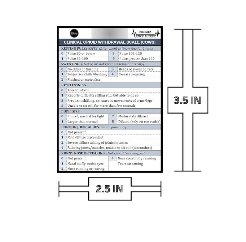 Badge Buddy Clinical Opioid Withdrawal Scale COWS - Etsy