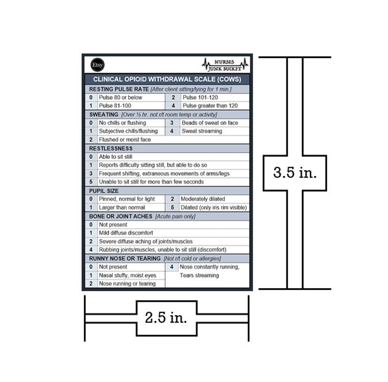 Badge Buddy - Clinical Opioid Withdrawal Scale (COWS) - Etsy