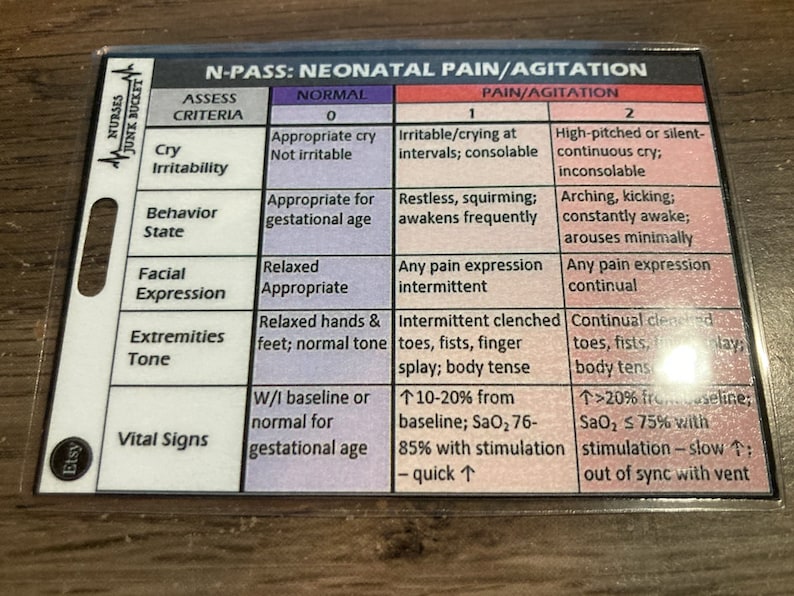 Badge Buddy Pain Scale: FLACC PIPP & NPASS - Etsy