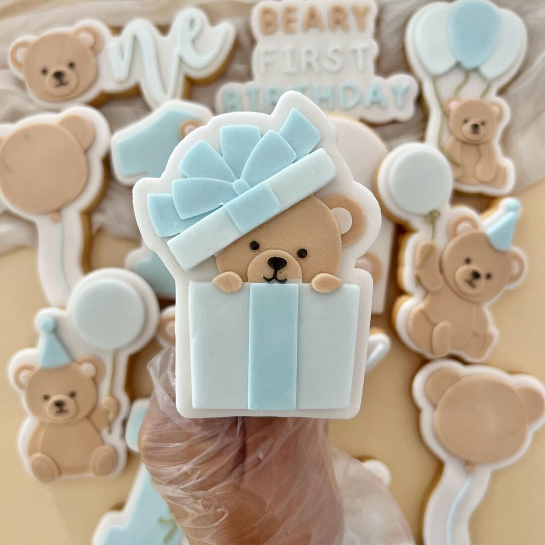 Teddy Bear Gift Stamp and Cookie Cutter for Sugar Paste Cookies - Etsy