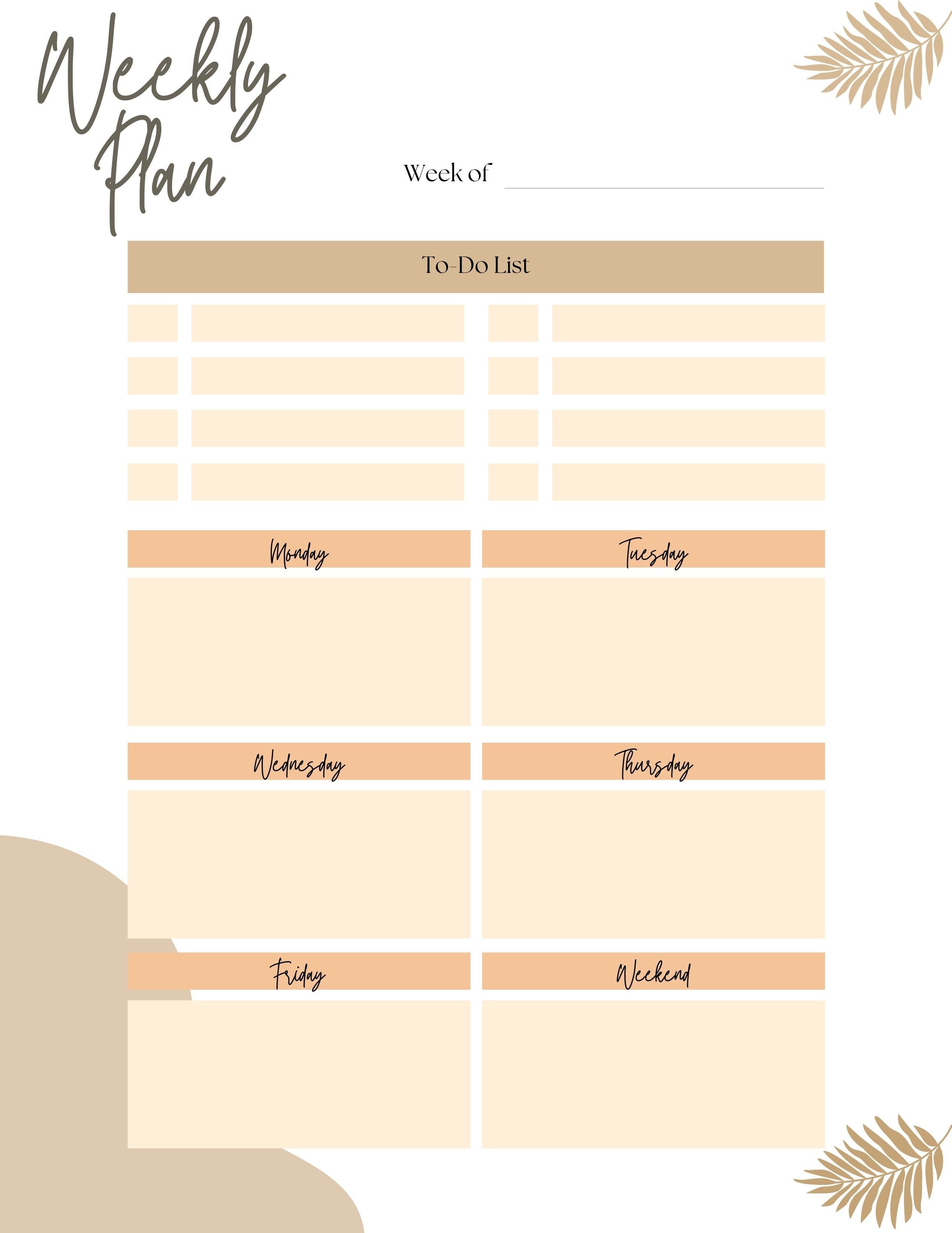 BOHO DIGITAL Weekly Planner - Etsy