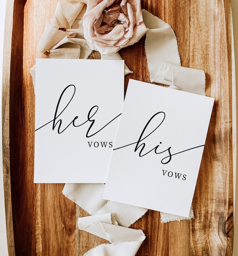 Printable His and Her Vows Bride and Groom Wedding Day Card - Etsy