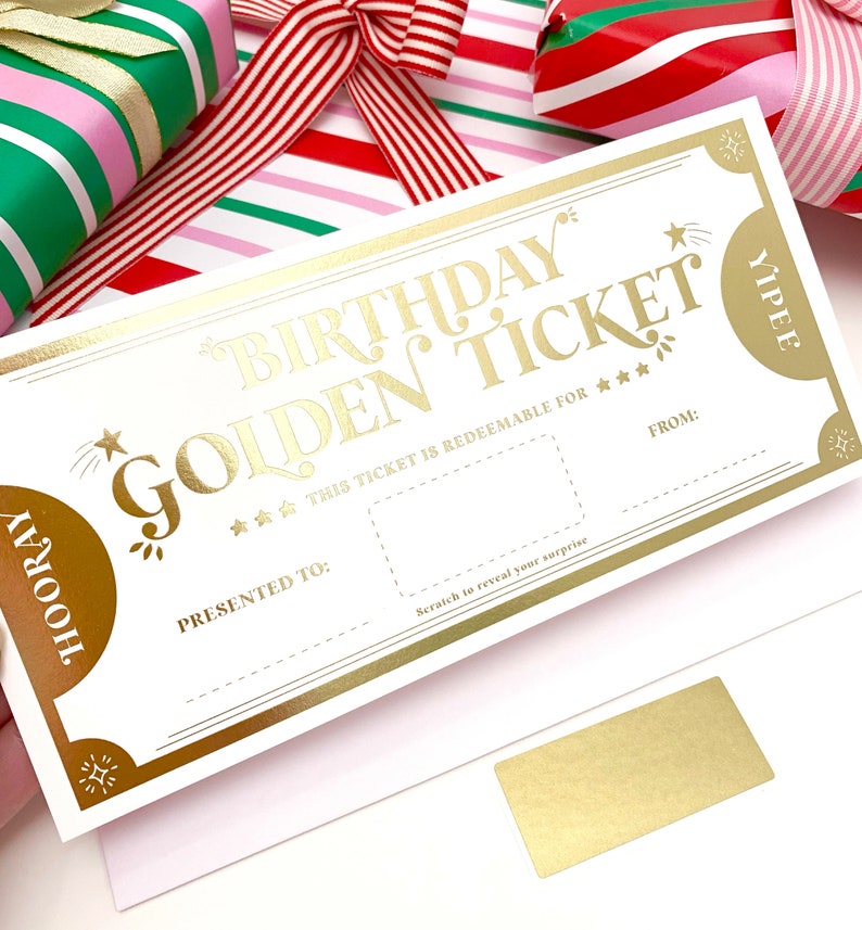 Scratch-off Birthday Golden Ticket, Surprise & Reveal Birthday Gift ...