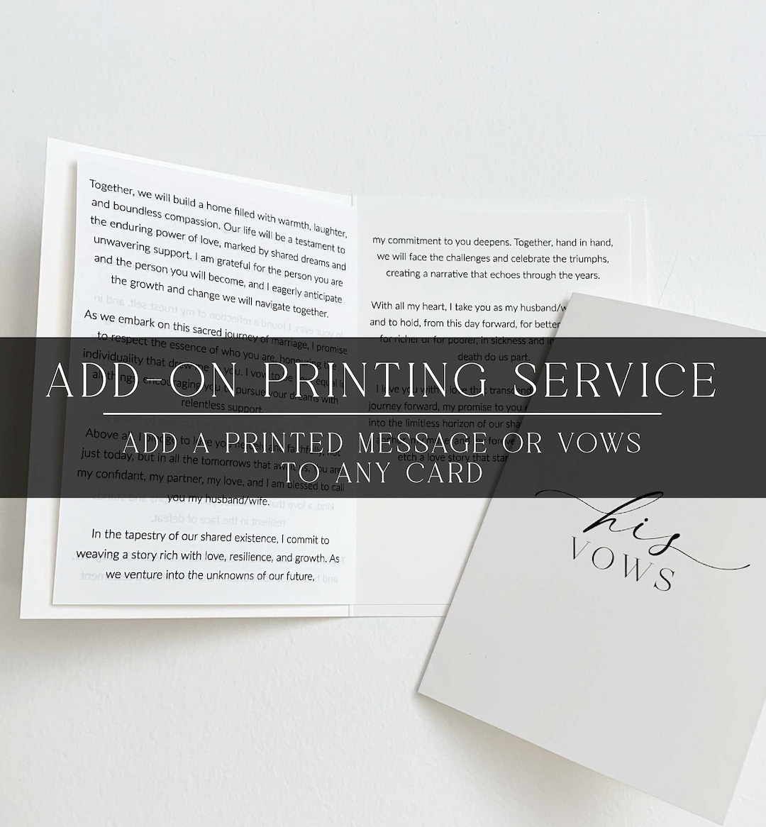 Add-on Printing Service - Add Custom Printed Wedding Vows to Vow Books ...