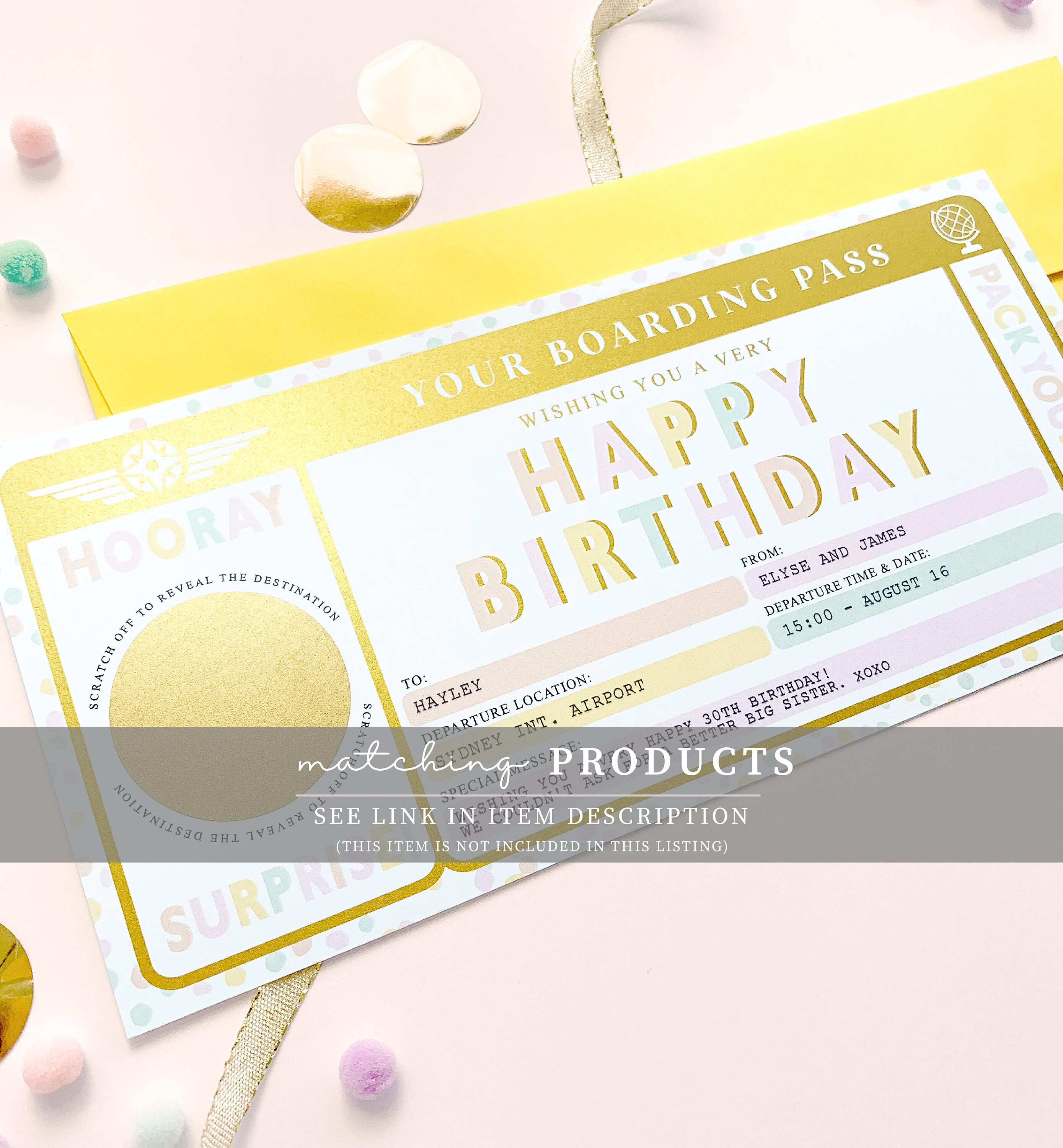 Scratch-off Birthday Boarding Pass Bright Dot Surprise Reveal - Etsy ...