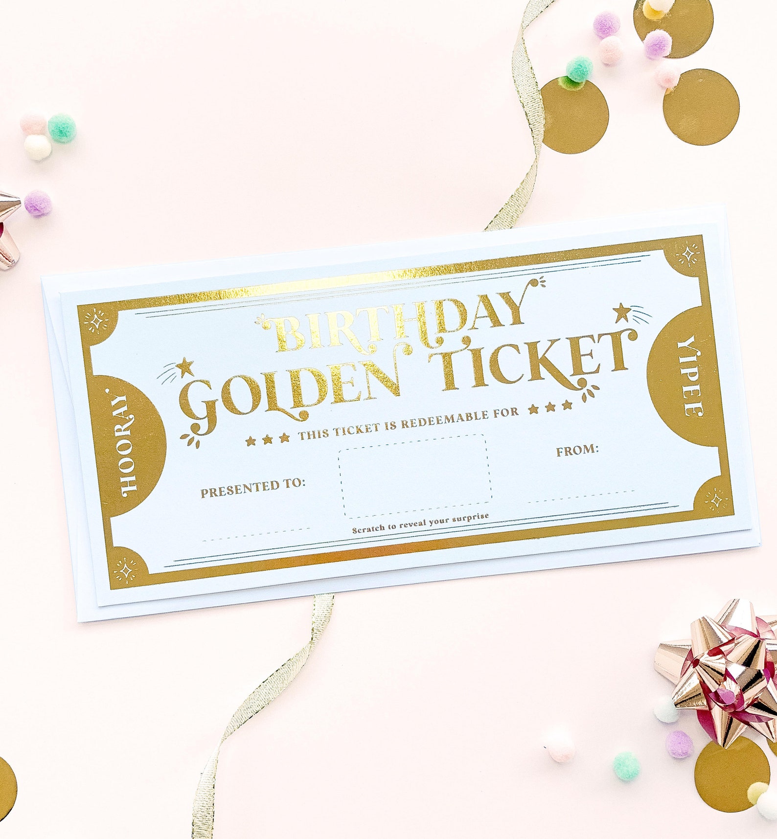Scratch-off Birthday Golden Ticket Surprise & Reveal Birthday - Etsy ...