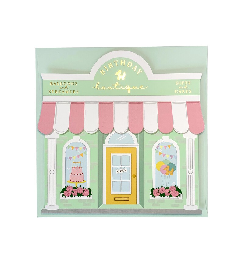Birthday Boutique Die-cut Greeting Card, Unisex Happy Birthday Greeting ...