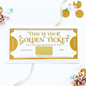 Scratch-off Golden Ticket, Surprise & Reveal Gift Voucher, Birthday ...