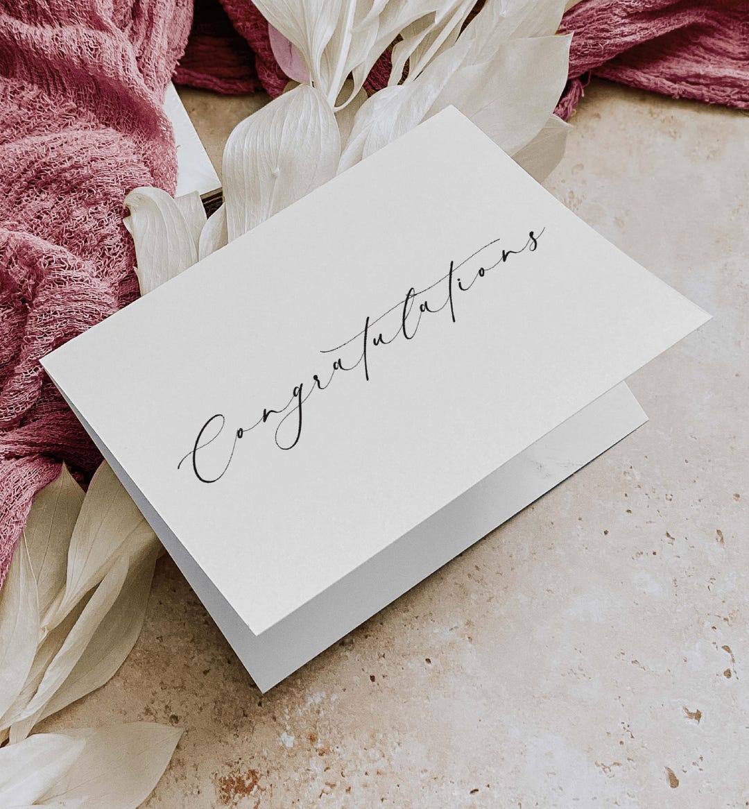 Congratulations Card, Minimalist Wedding Wishing Well Gift Card ...